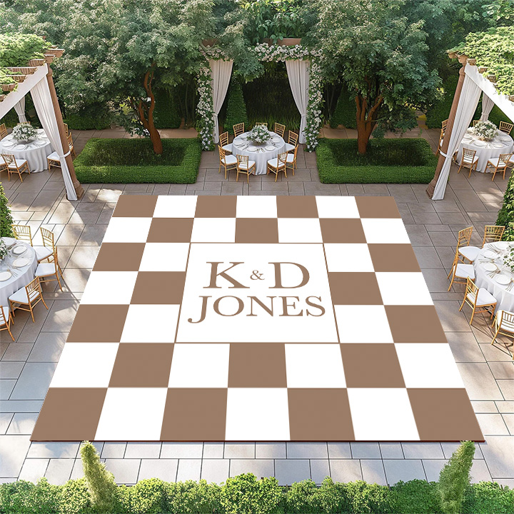 Brown and White Monogram Checkerboard Floor – inkredibledancefloors